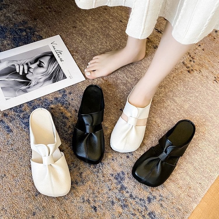 👣Flache Pantoletten im Ausgeschnittenes Design – weteis